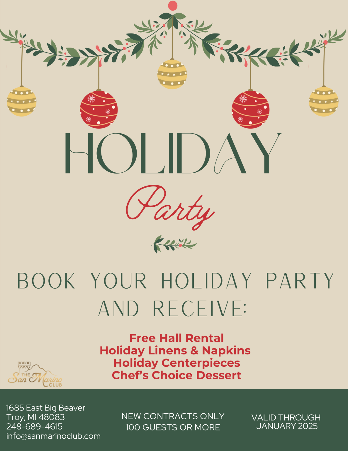 Host Your Perfect Holiday Party at San Marino Club!